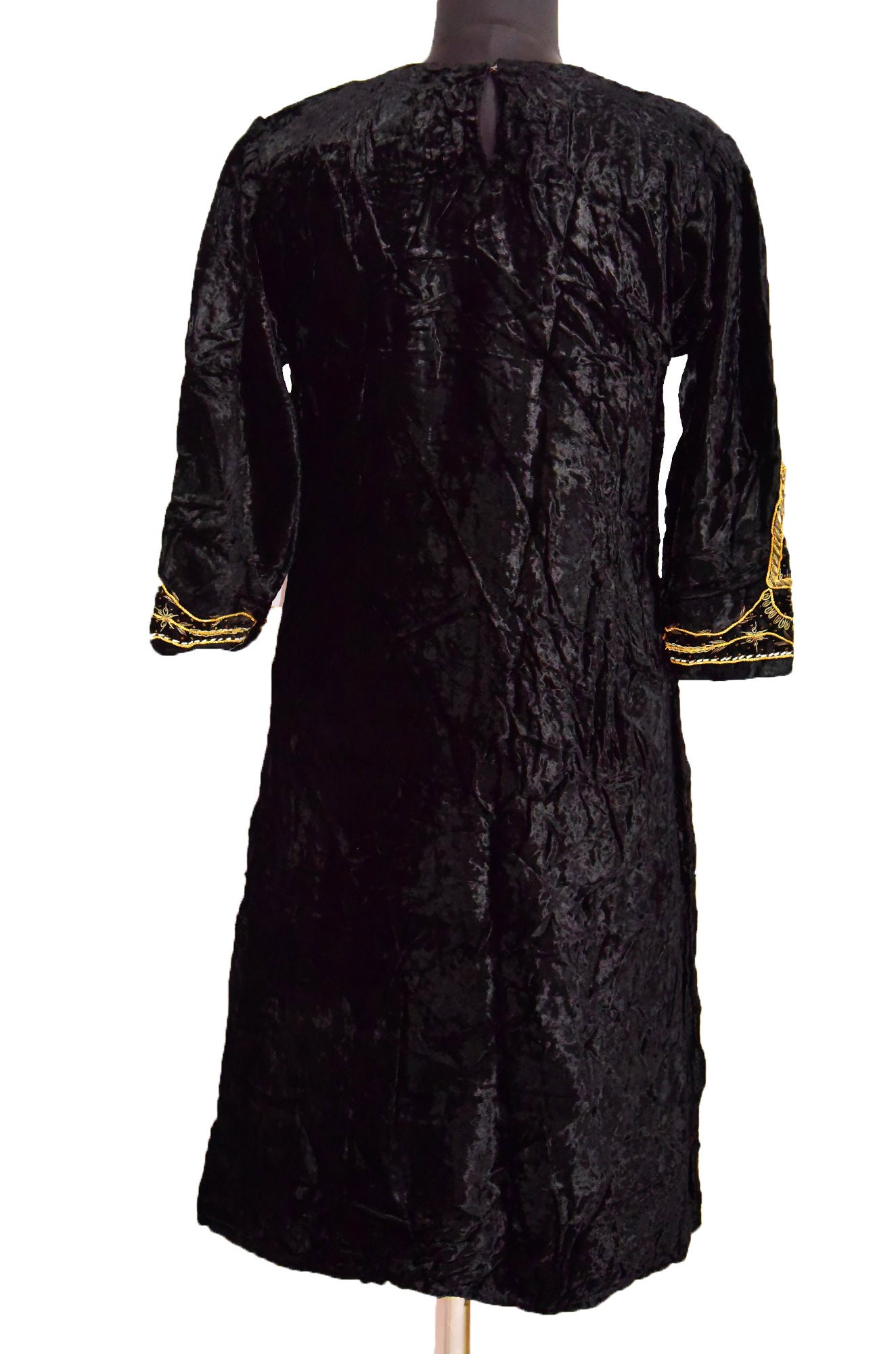 Antique Velvet Kaftan - Indian Robe - Old Embroidered Gown - Royal ...