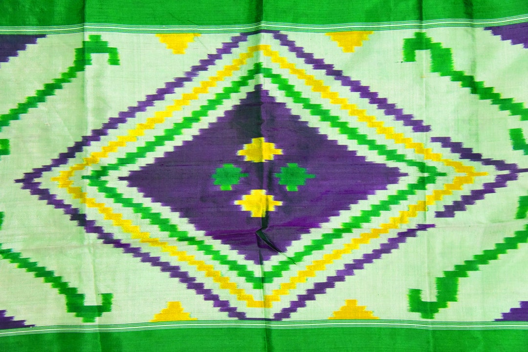 Vintage Indian Gujarati Patola Textile Printed Beautiful Saree 100% ...