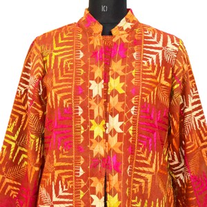 Antique/ Indian/ Punjab/ Vintage/ Phulkari / Fabric / Long/ Coat ...