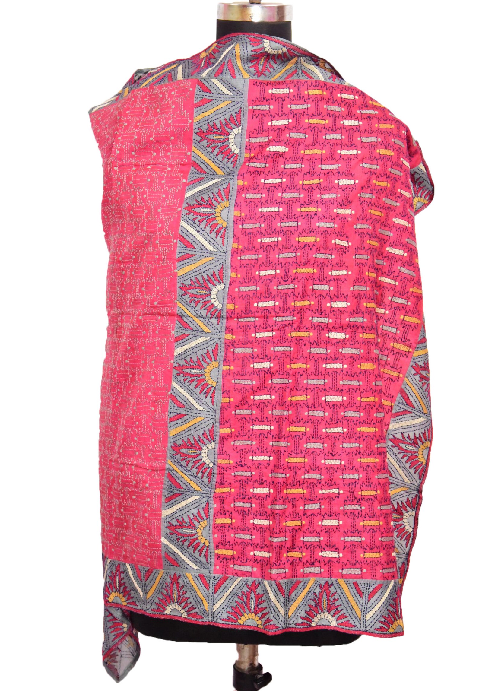 Vintage Ethnic Kantha Multi Textile Hand Sewing Embroidery Indian West ...