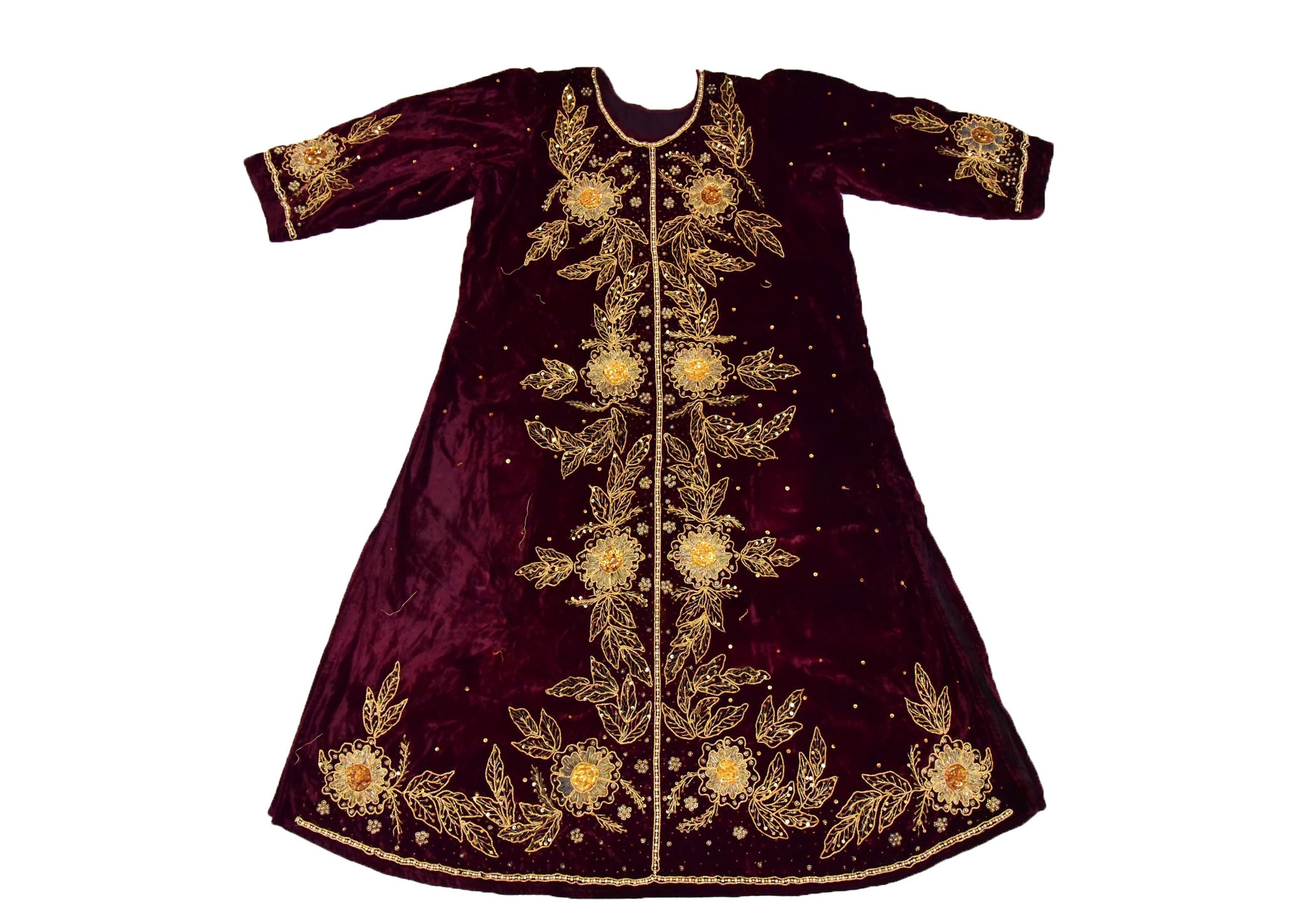 Antique Velvet Kaftan Indian Robe Embroidered Gown Royal - Etsy