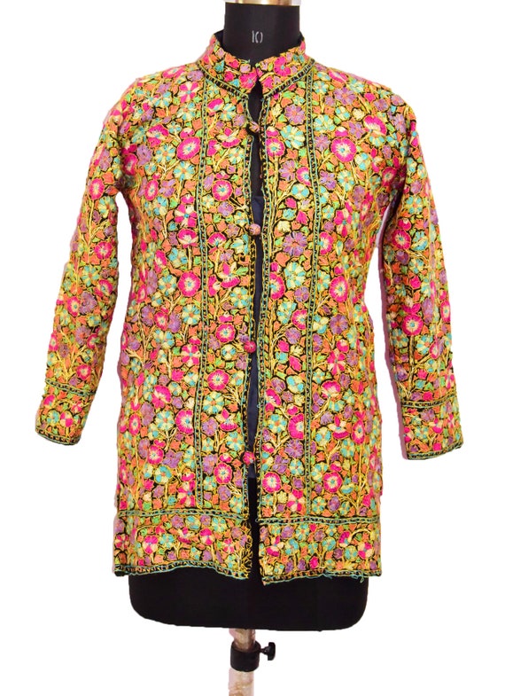 Antique Papier Mache Kashmir Pure Pashmina Jacket Wra… - Gem