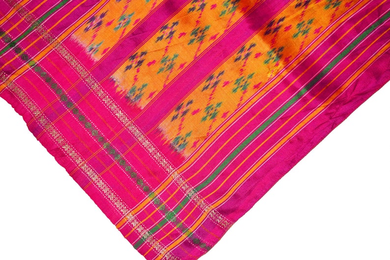 Vintage Indian Gujarati Patola Textile Printed Beautiful Saree 100% ...