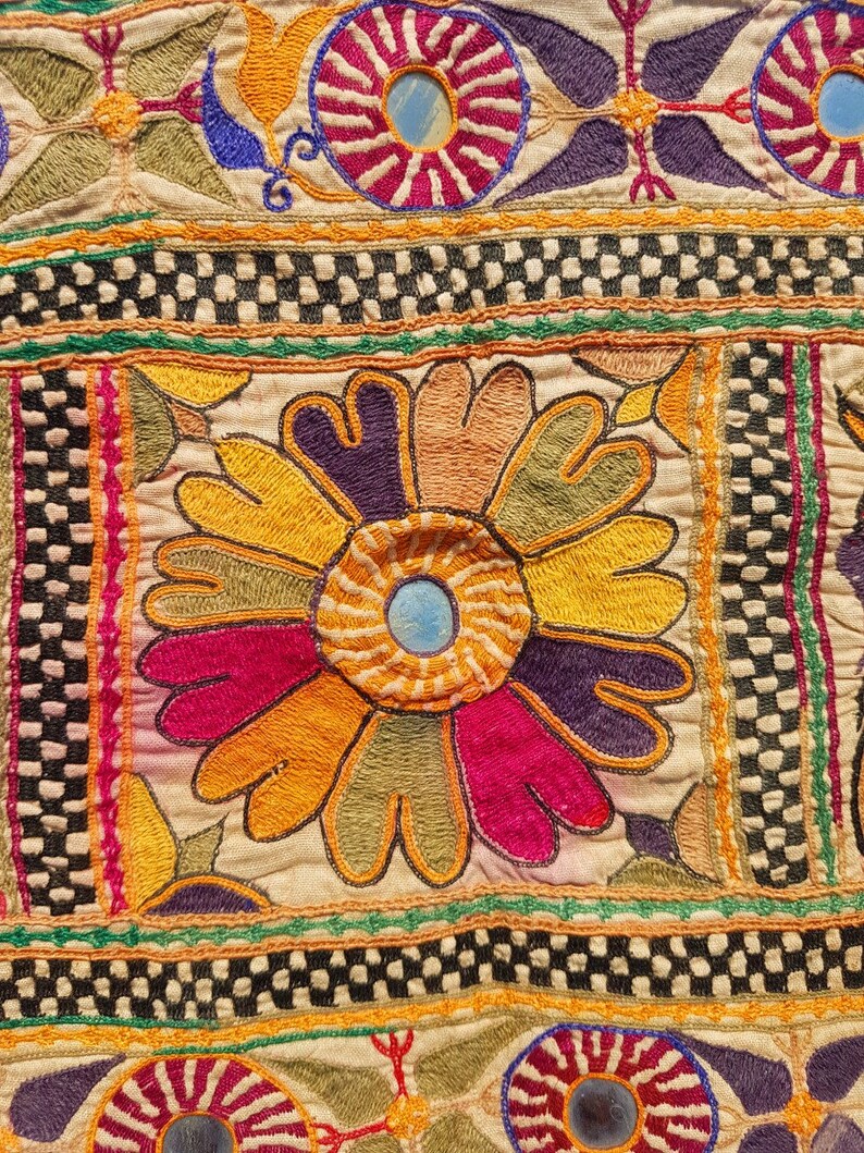 Vintage OLD Ethnic Banjara Kutchi Handmade Embroidered Mirror Work ...