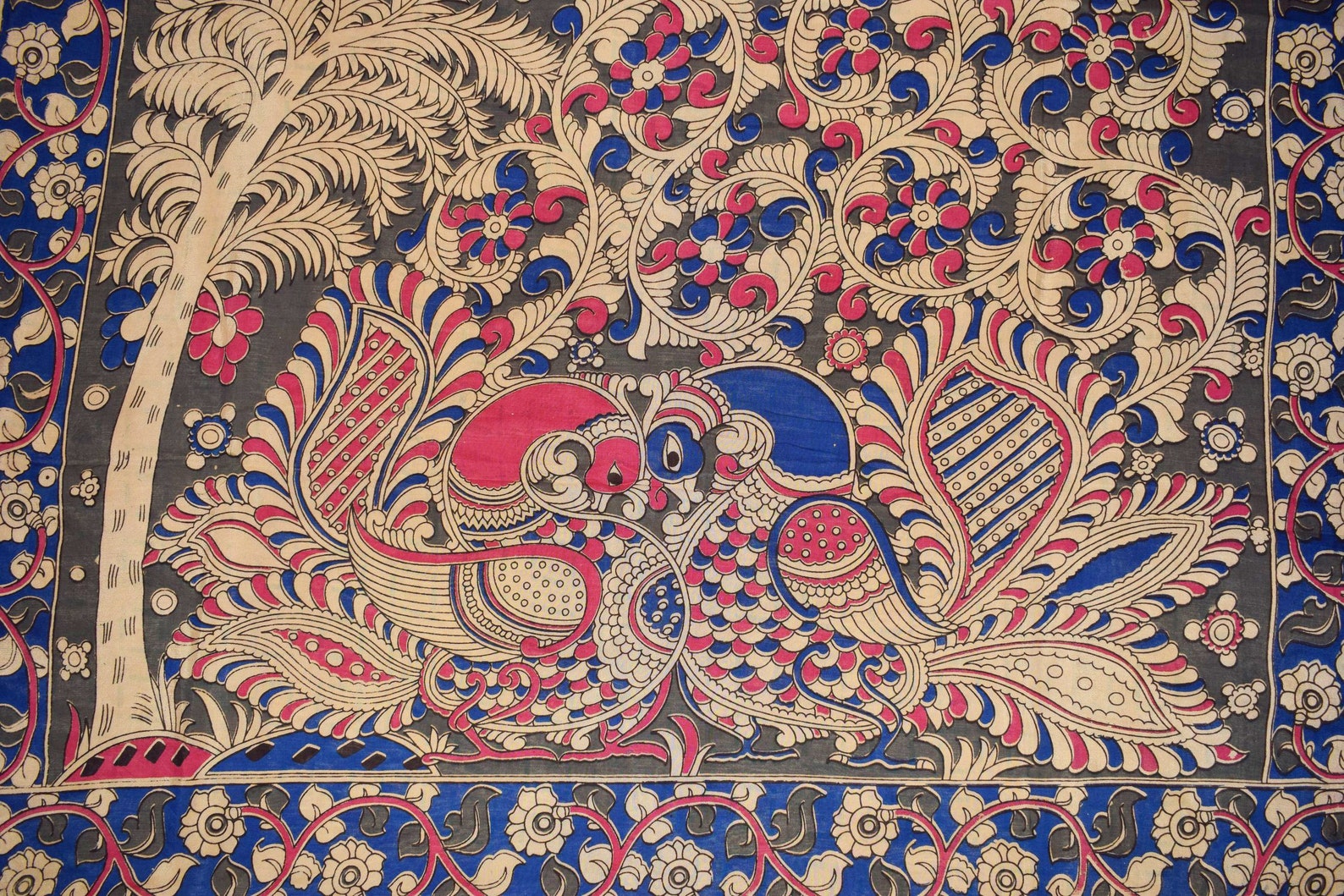 Ethnic Kalamkari Indian Marriage View Traditional Vintage Handmade ...