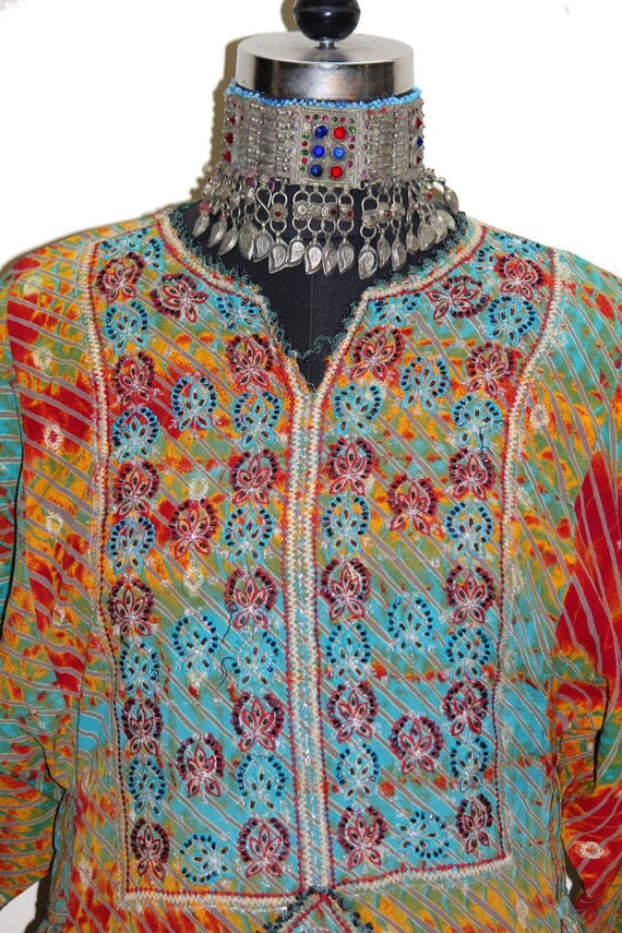 Vintage Afghan Pakistan dress hand beaded embroidery … - Gem