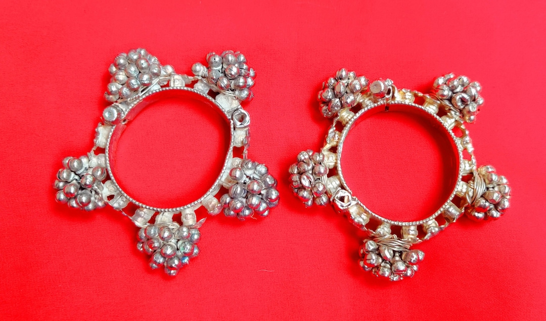 Vintage Antique Pair of Tribal Old 1900' Banjara Cuff Bangles Kuchi ...