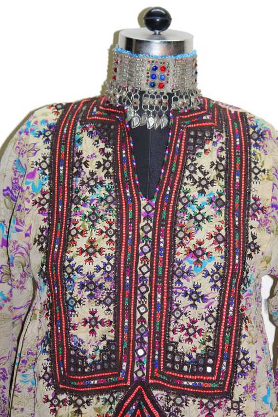 Antique Afghan pakistan dress mirror work hand embroi… - Gem