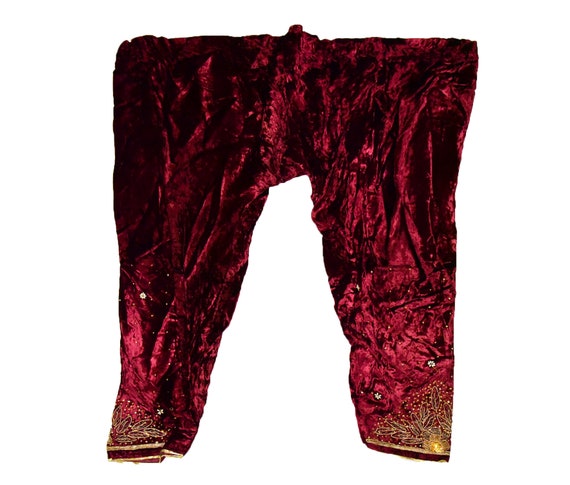 Vintage Velvet kaftan - Indian Robe - Gold Embroidere… - Gem