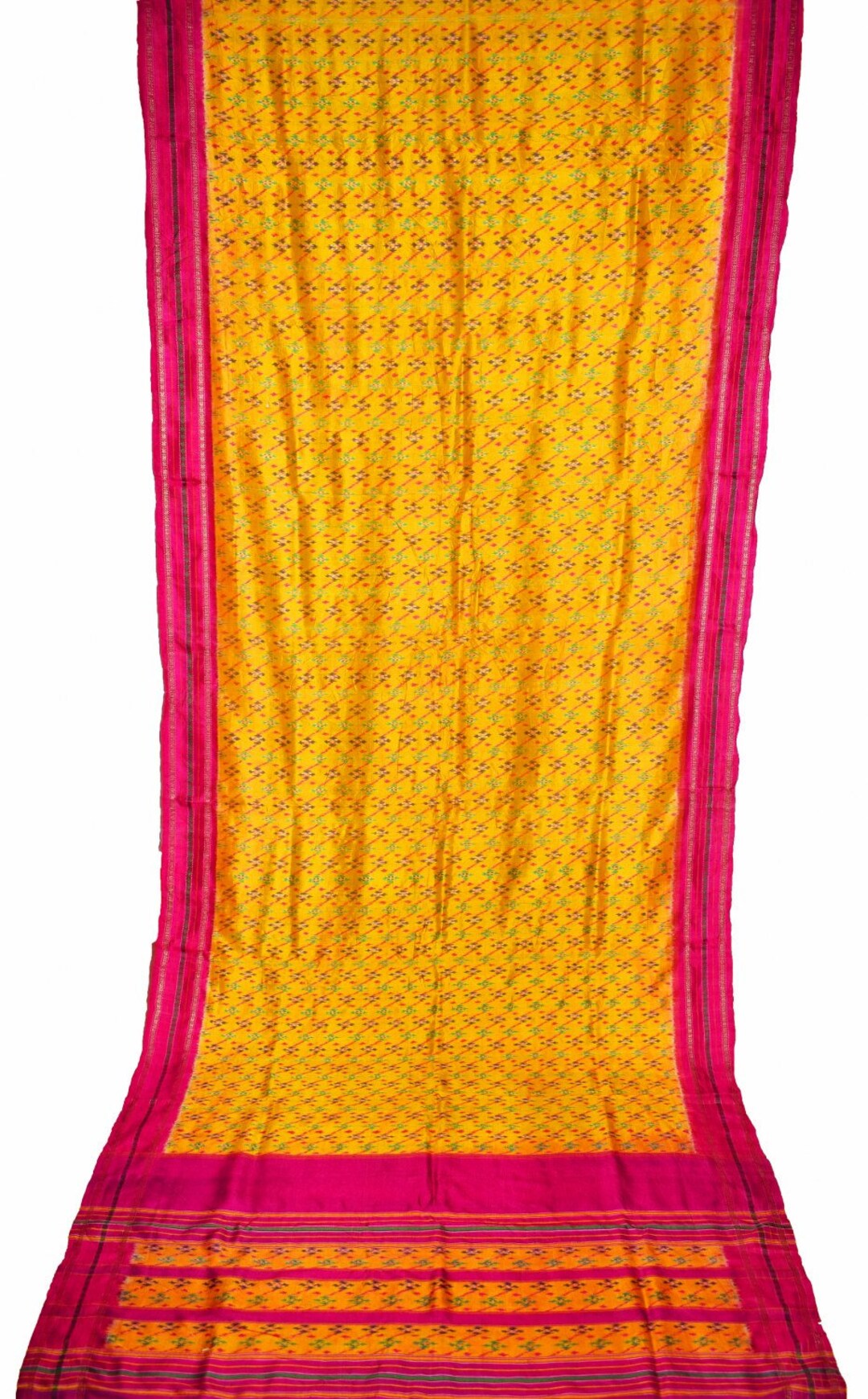 Vintage Indian Gujarati Patola Textile Printed Beautiful Saree 100% ...