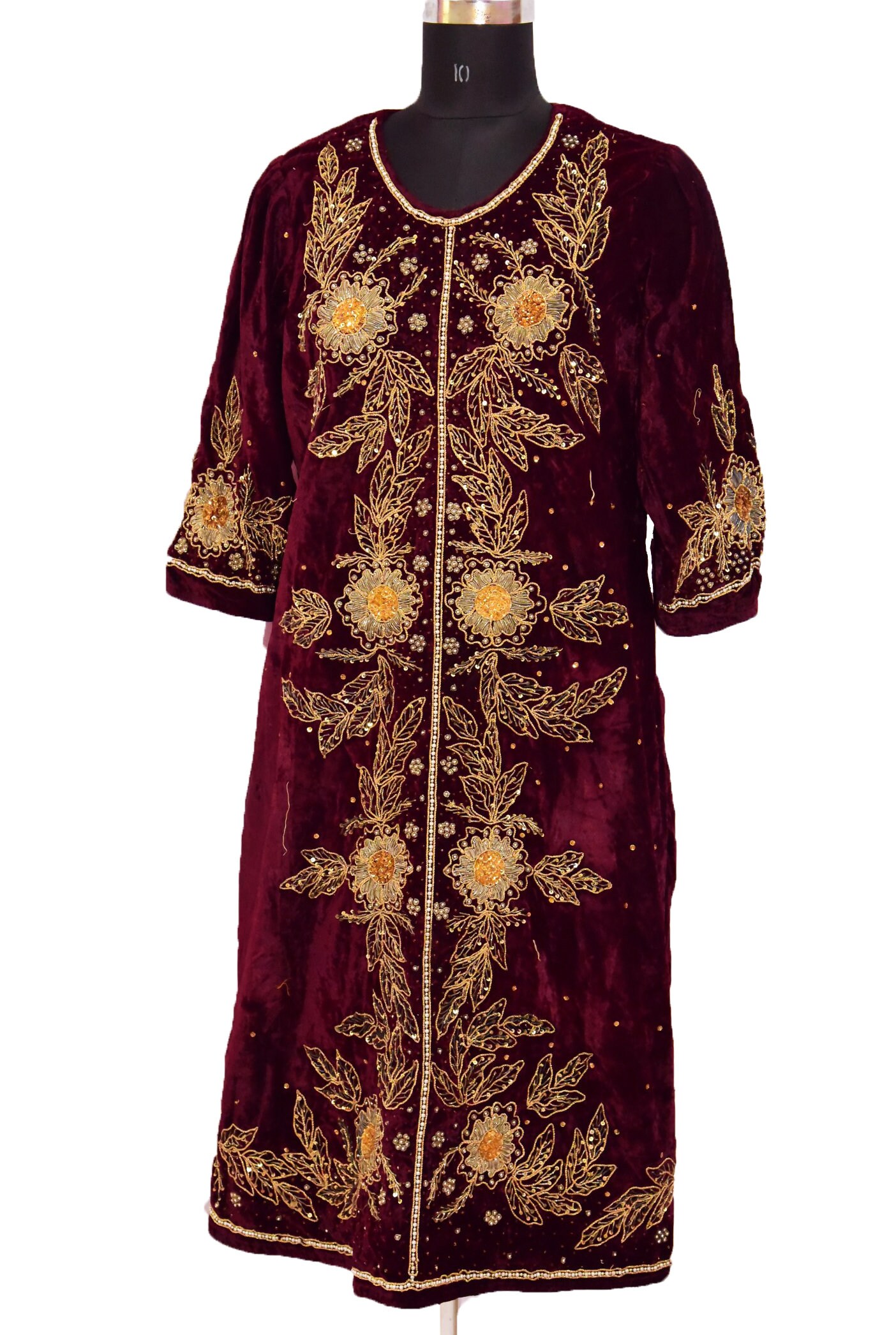 Antique Velvet Kaftan Indian Robe Embroidered Gown Royal - Etsy