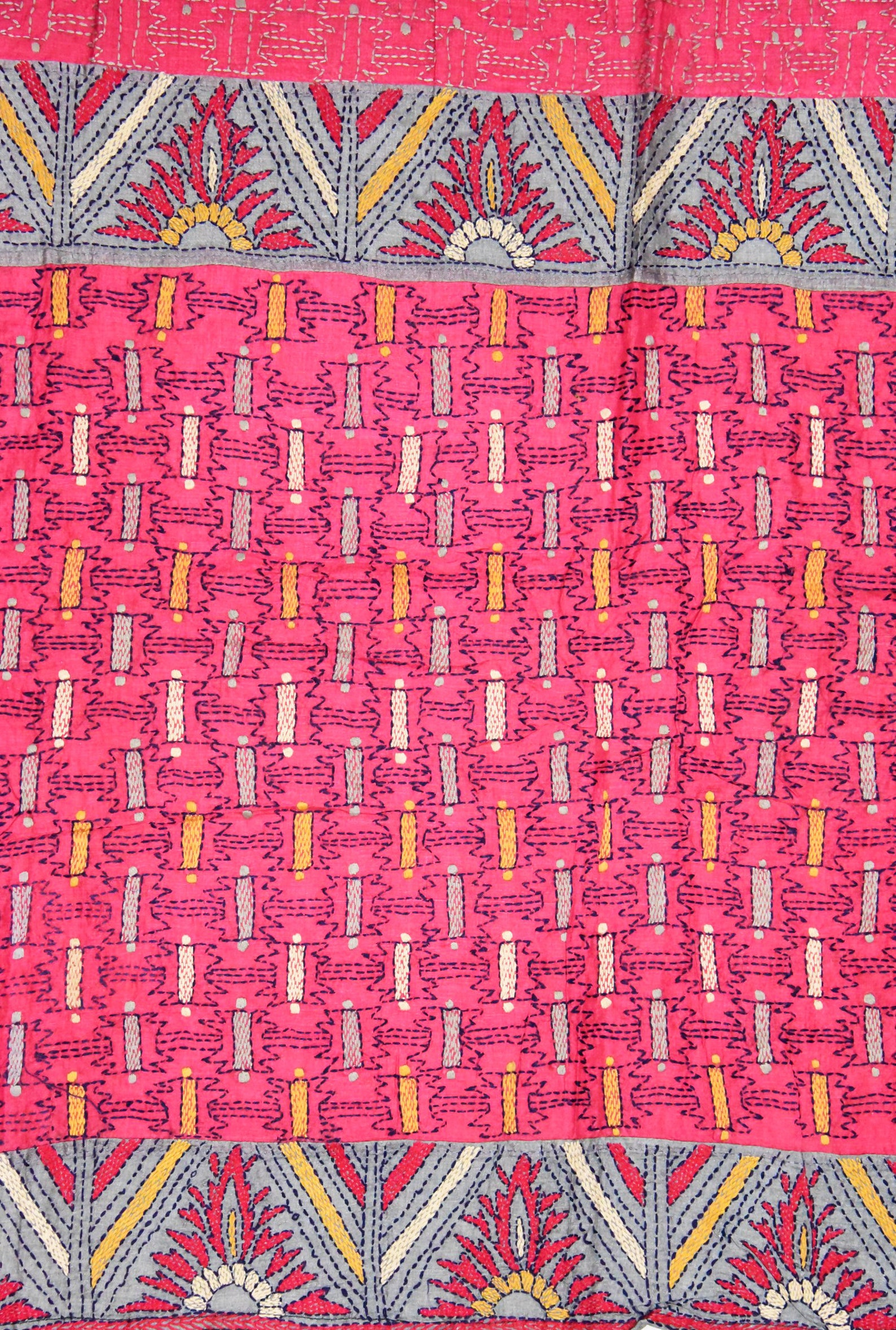 Vintage Ethnic Kantha Multi Textile Hand Sewing Embroidery Indian West ...