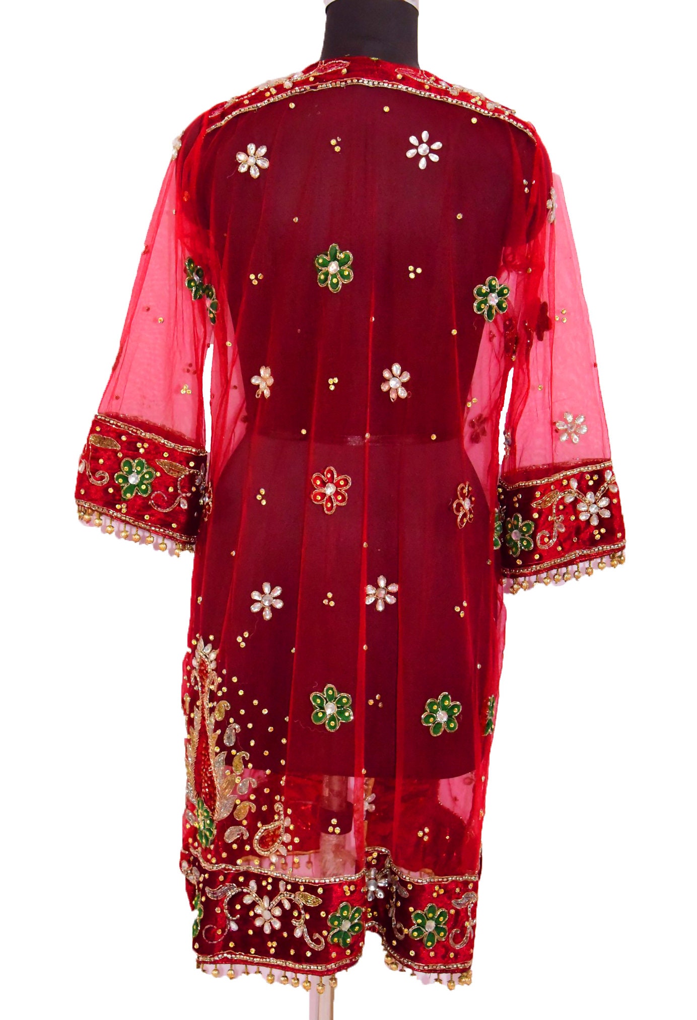 Beautiful Boho Jacket Kaftan Vintage Red Open Jacket Venice 80s Border ...