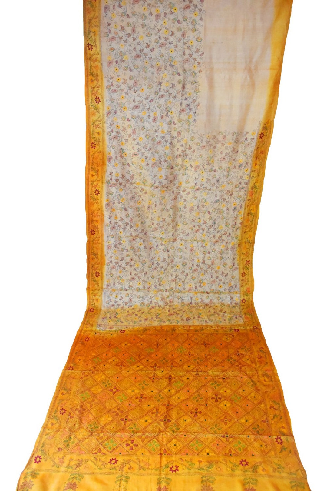 Indian Vintage West Bengal Saree Fabric Handmade 100% Pure Silk Saree ...