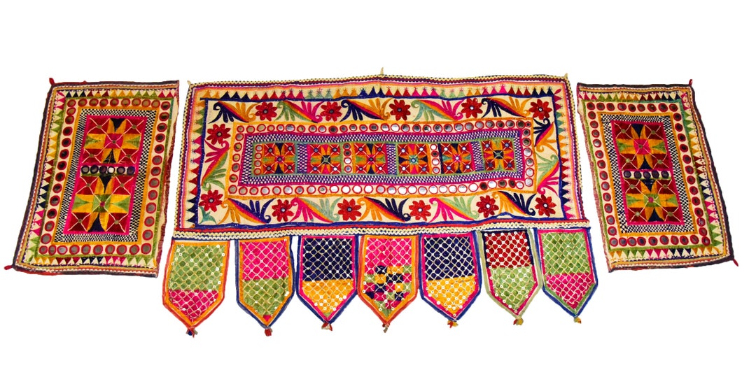Ethnic Vinatge Banjara Kutchi Mirror Work Hand Embroidered Indian ...