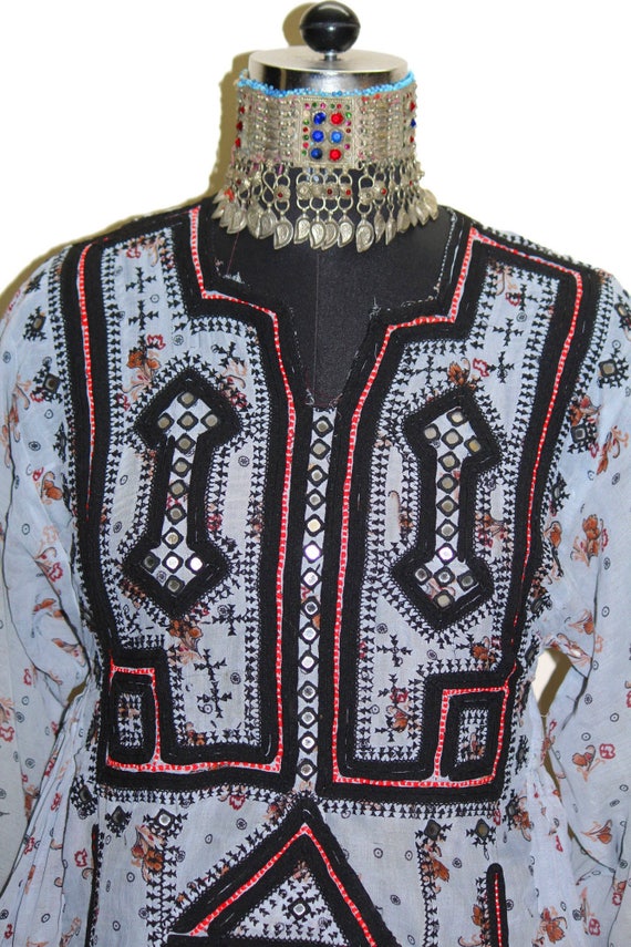 Antique Afghan Pakistan Dress Mirror Work Hand Embroi… - Gem