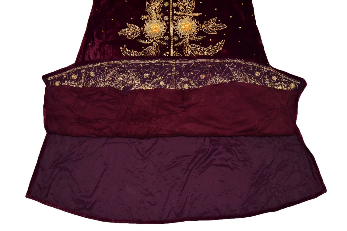 Antique Velvet Kaftan Indian Robe Embroidered Gown Royal - Etsy