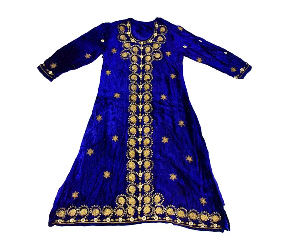 Antique Velvet kaftan - Indian Robe - Embroidered Gow… - Gem