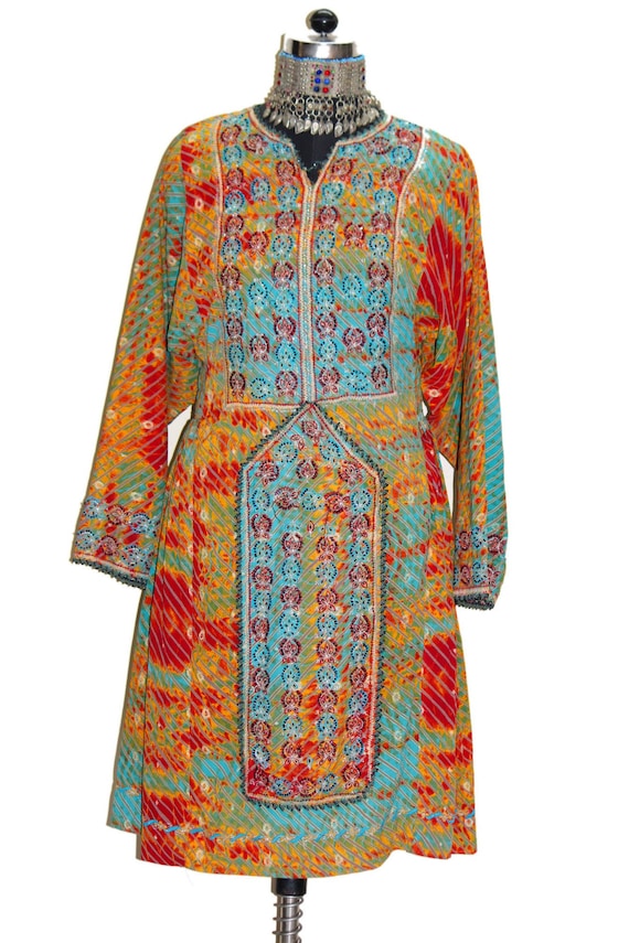 Vintage Afghan Pakistan dress hand beaded embroidery … - Gem