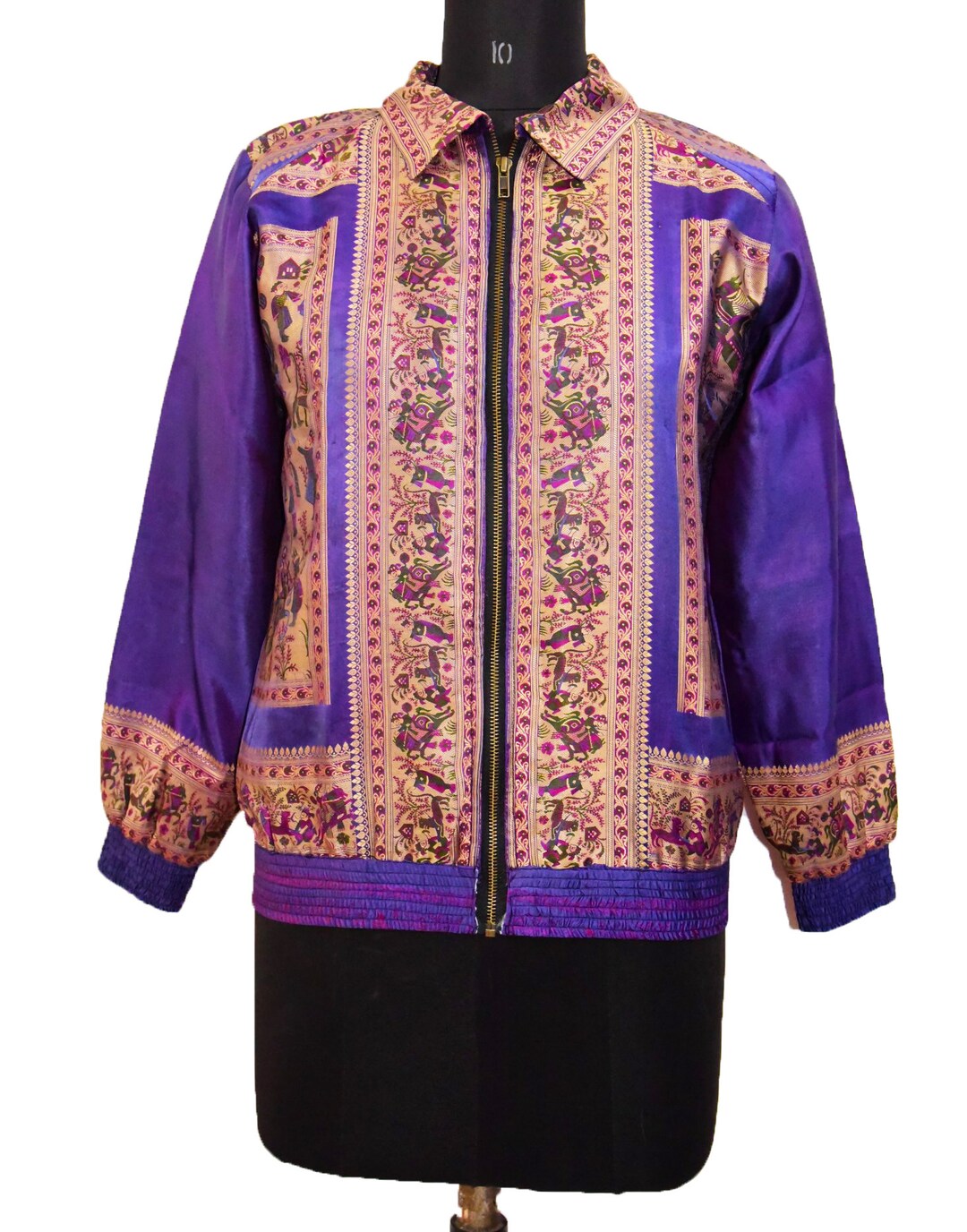 Vintage Ethnic,saree Jacket,bomber,jacket,satin Silk Jacket,boho Jacket ...