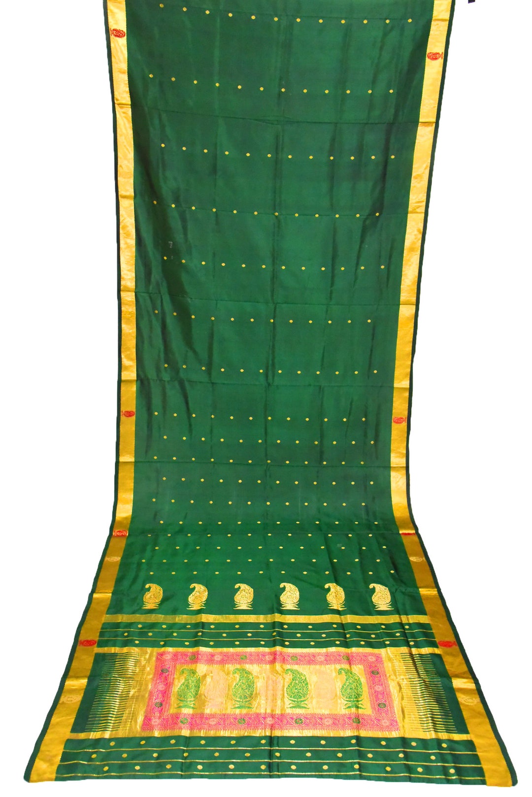 Vintage Indian Maharashtra Marathi Paithani Silk Saree, Party Wear Sari ...