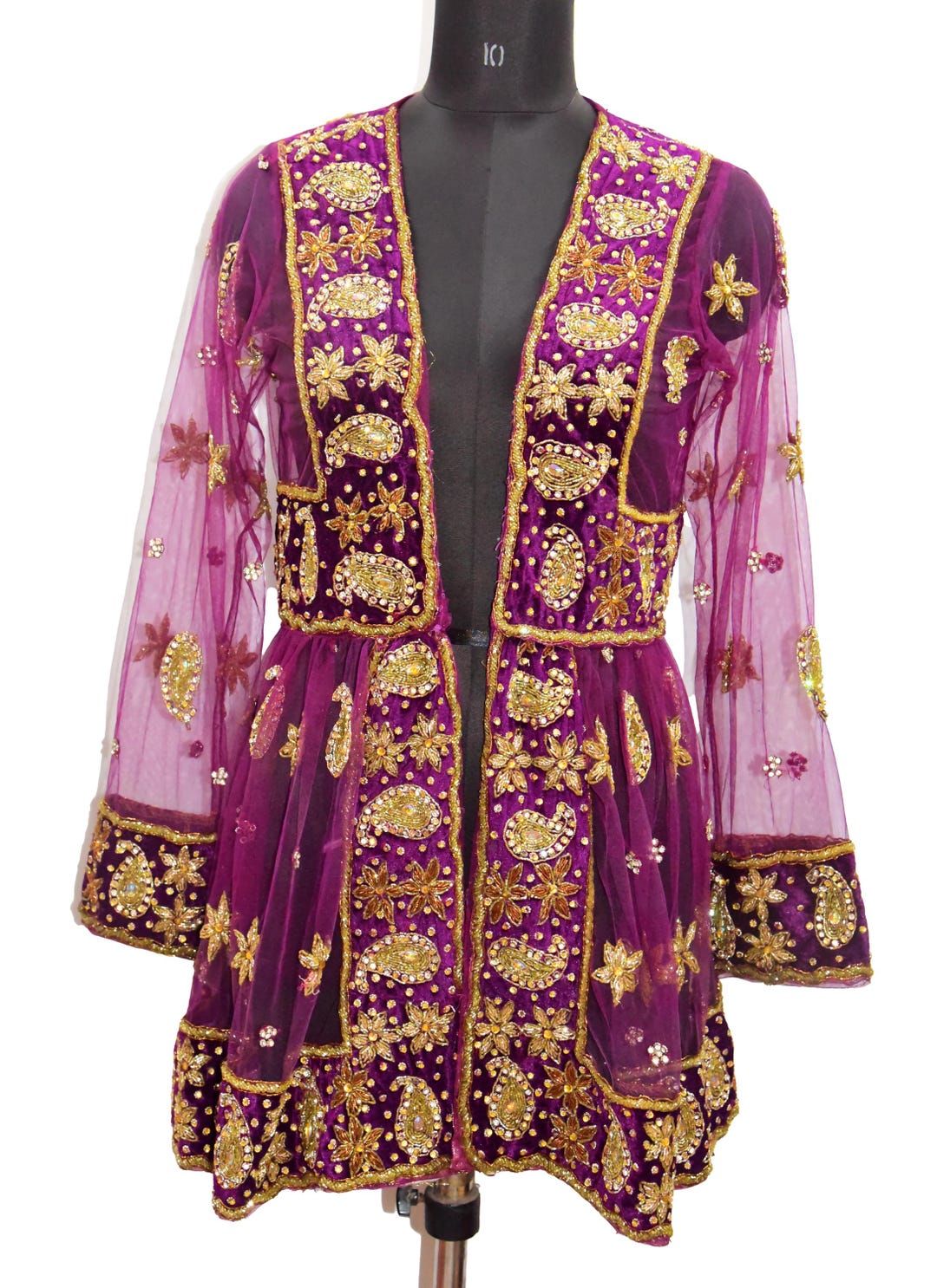 Beautiful Vintage Boho Open Keriya Net Jacket Kaftan Venice 80s Gold ...