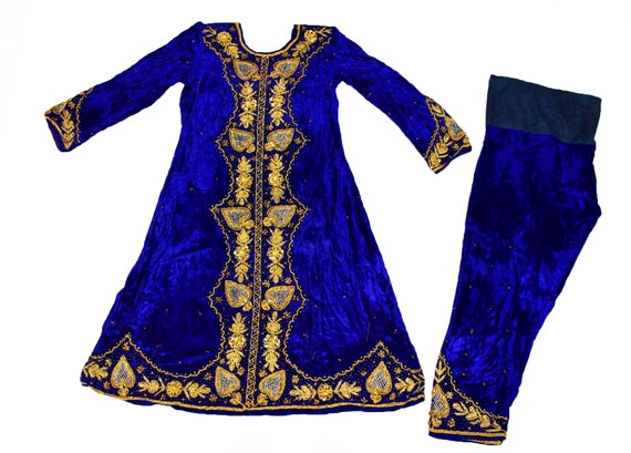 Vintage Velvet Kaftan Indian Robe Embroidered Gown Royal - Etsy