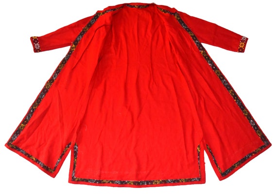 Antique Indian Kashmiri Vintage Red Long Jacket Women… - Gem