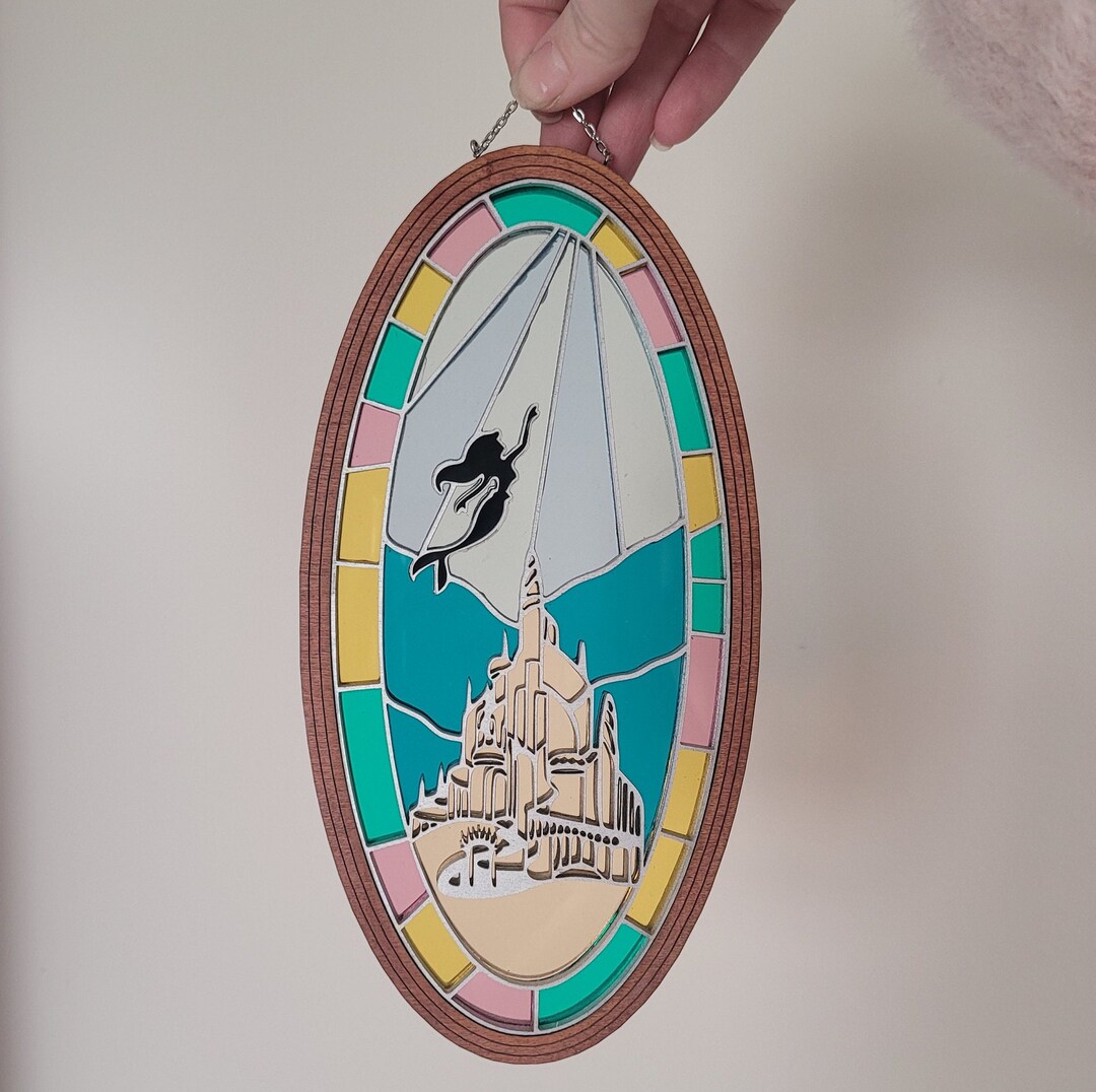 Little Mermaid Faux Stained Glass Window Wall Decor - Etsy