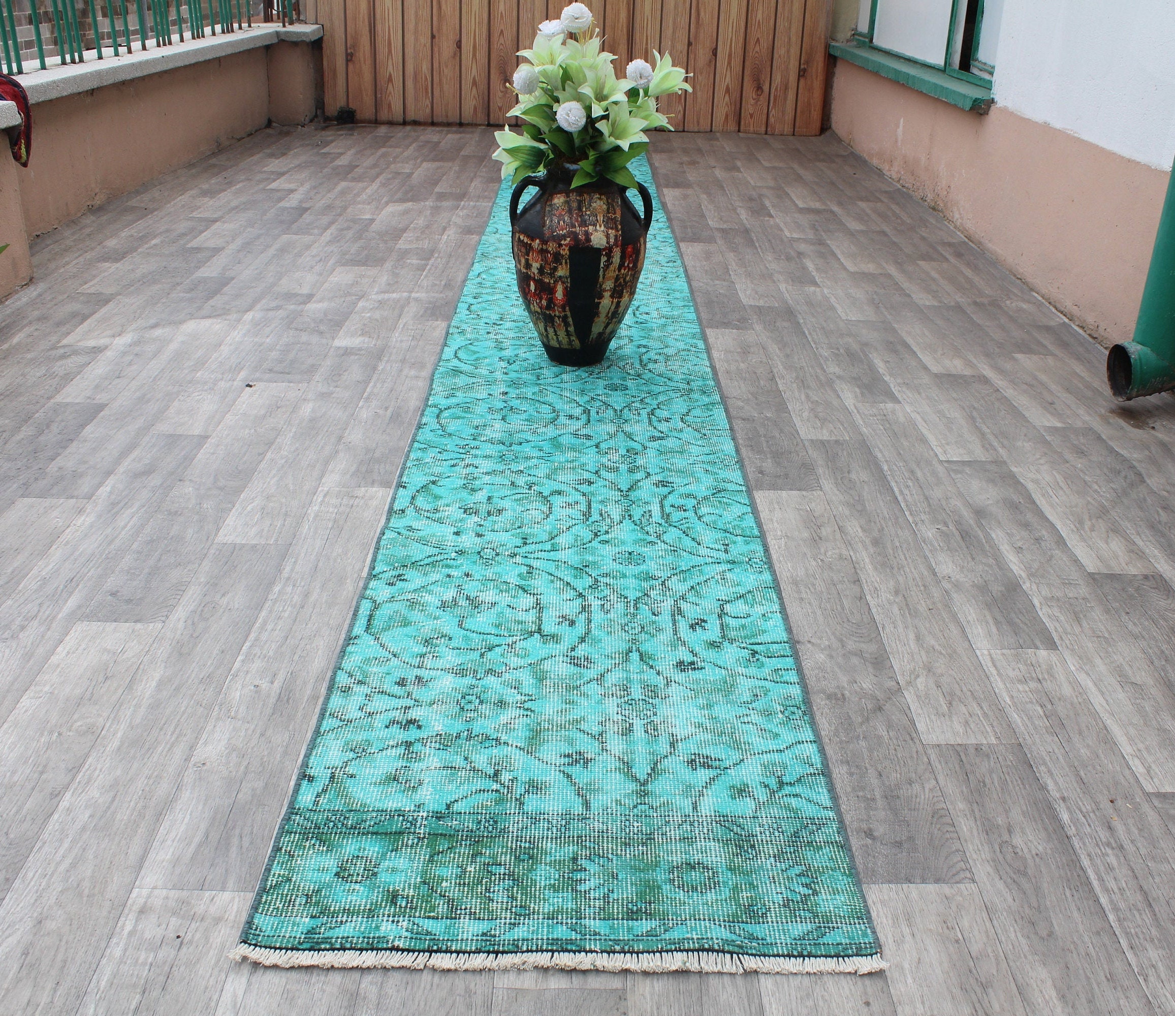 Long Runner Rug, Turquoise Runner Rug, Runner Rug, Narrow Runner ...