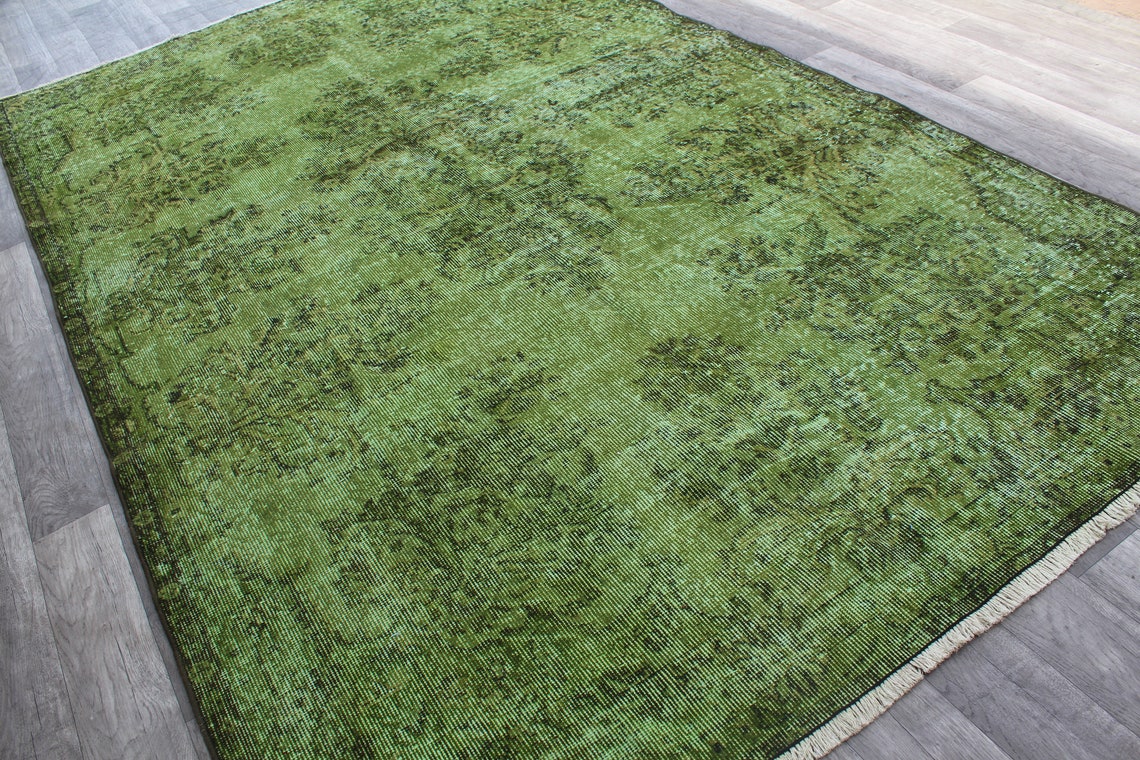 Turkish Large Rug Large green rug Overdyed green rug | Etsy