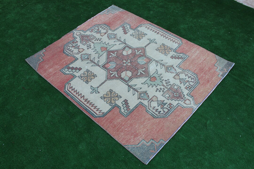 Turkish Rug Vintage Rug FREE SHIPPING 4x3 Rug Handmade - Etsy