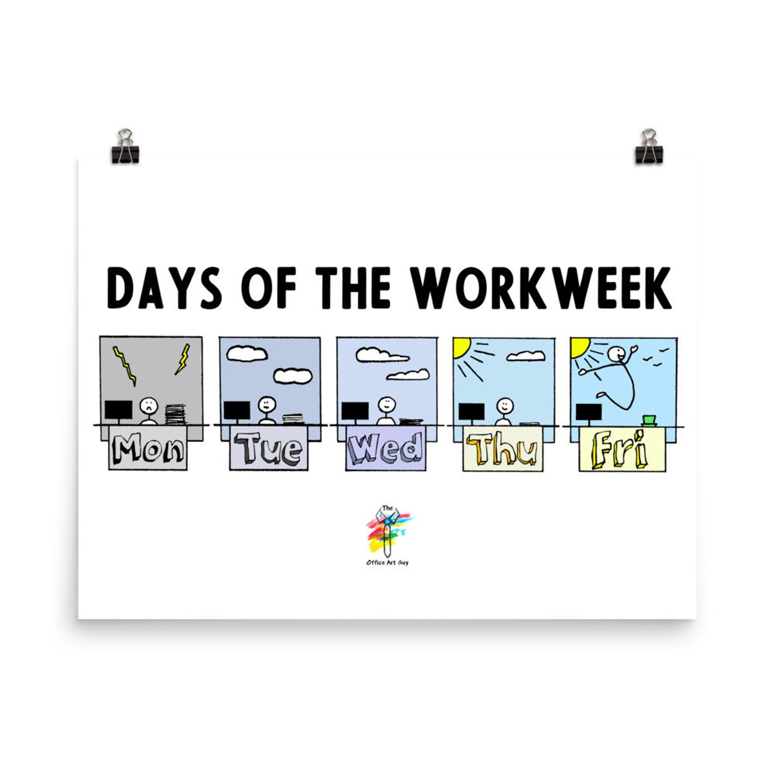 Funny Office Art Print Days of the Workweek | Etsy