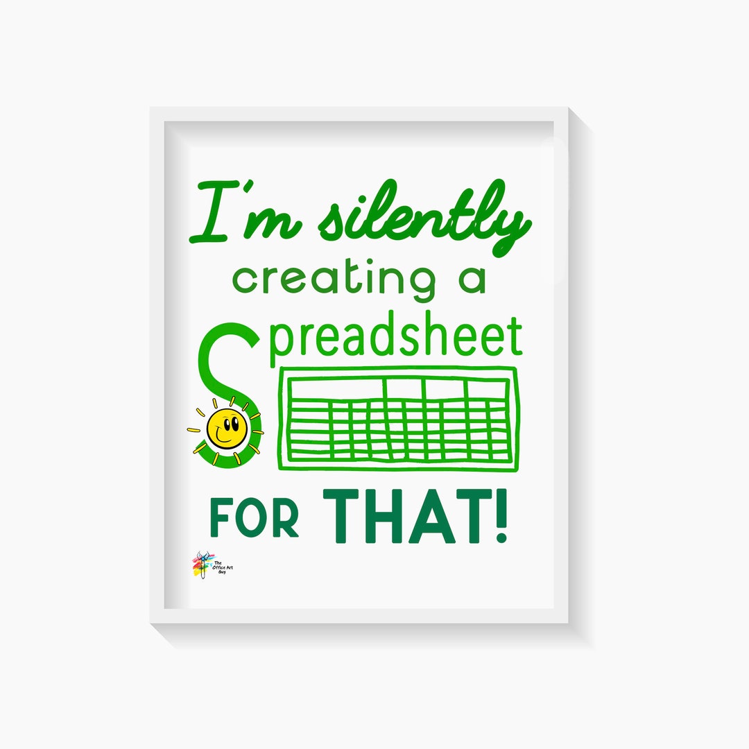 Funny Spreadsheet Art Print for Office Decor - Etsy