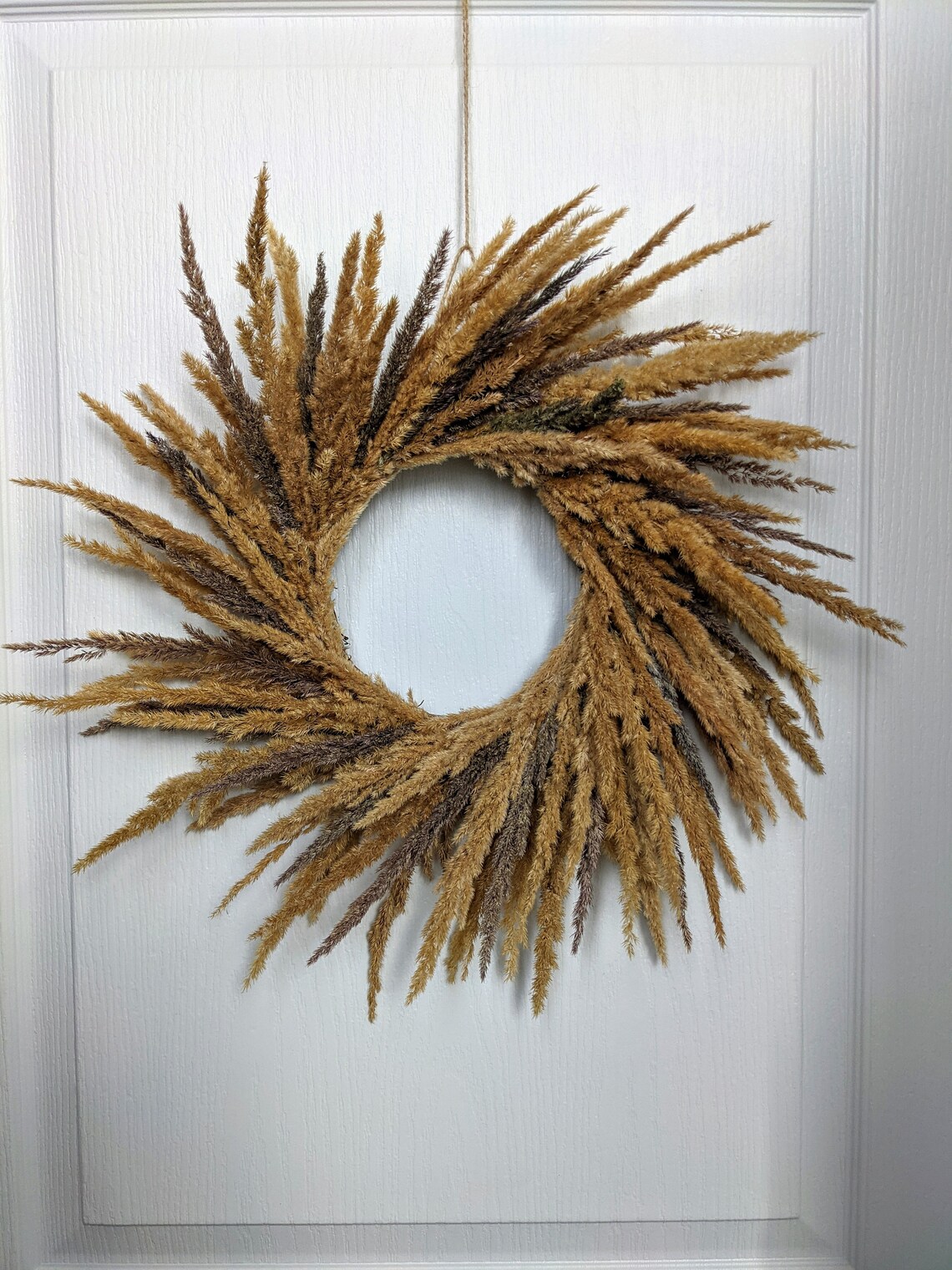 Pampas grass wreath/ natural wedding decor dried flowers | Etsy