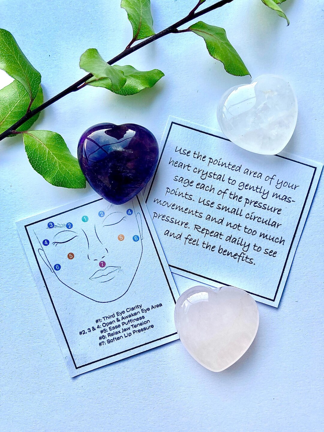 Gua Sha HEART Crystal Massager | Mini Acupressure Point Tool | Tension ...