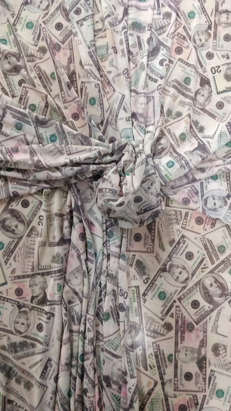 Cash Money on Printed Mesh Fabric | (4 Way Stretch/per Yard) - Etsy