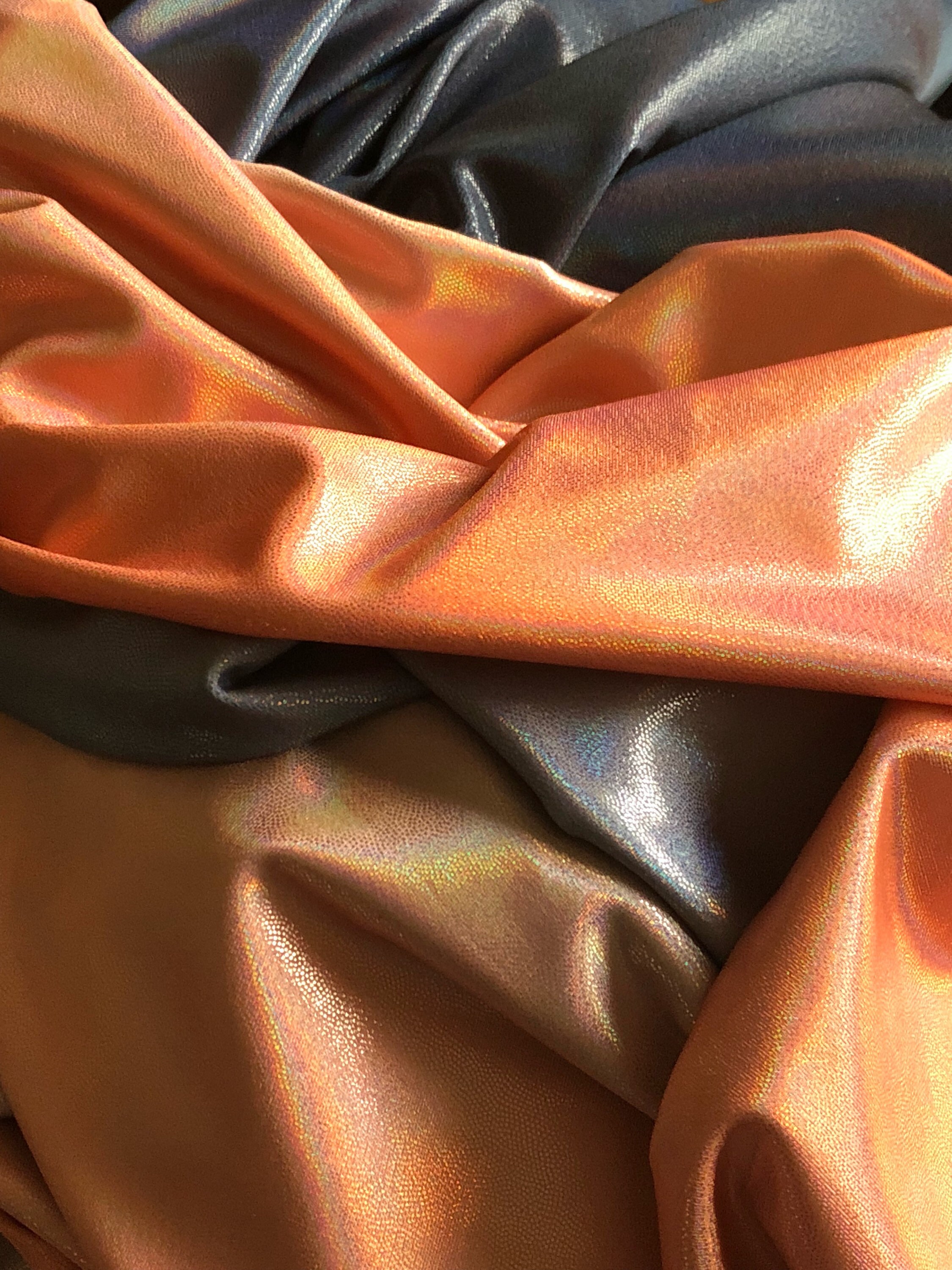 Ombre Print Holographic Mirror Foil Fabric (black/neon Orange) | (4 Way ...