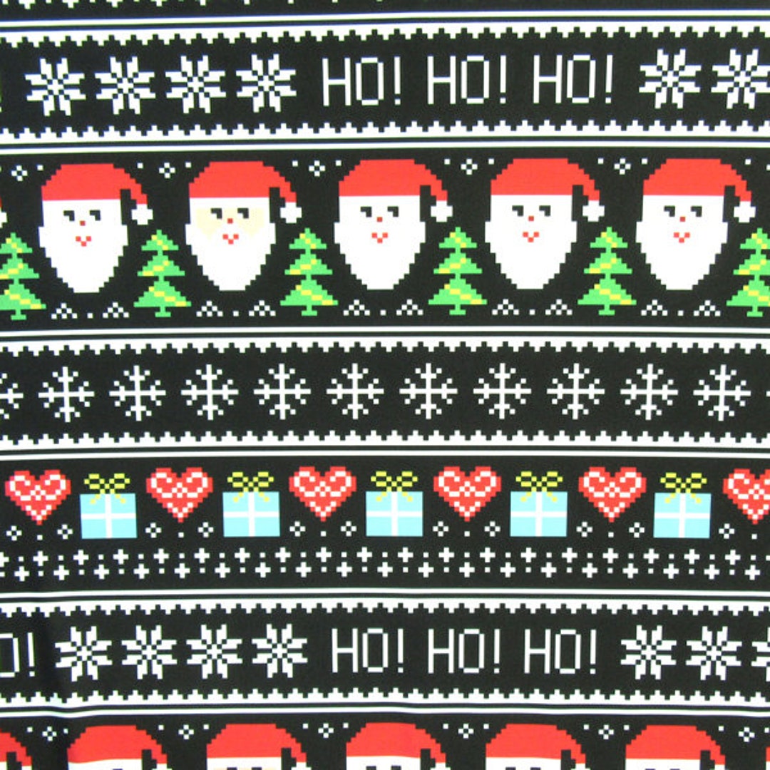 Christmas "pacman Style" Santa Claus Print on Poly Spandex Fabric | (4 ...