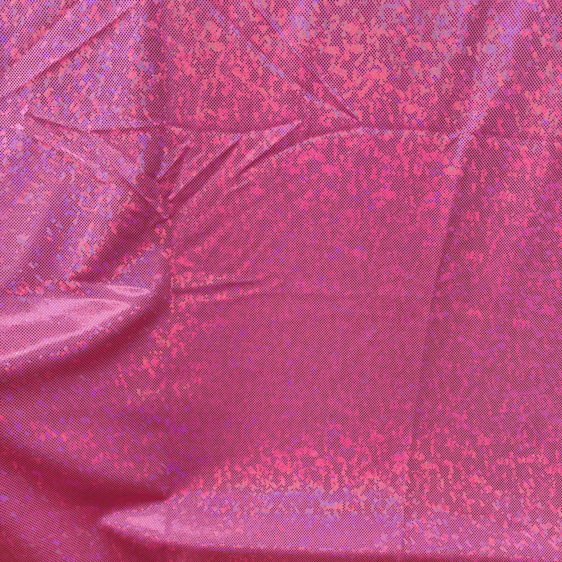 Hot Pink Shattered Glass W/ Holographic Foil Spandex Fabric | Etsy
