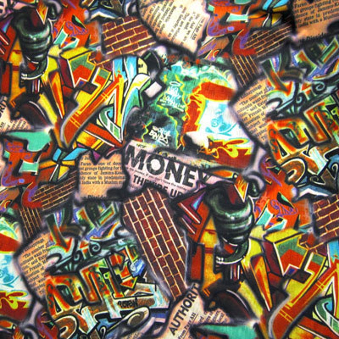 Graffiti Printed on Poly Mesh Fabric | (4 Way Stretch/per Yard) - Etsy