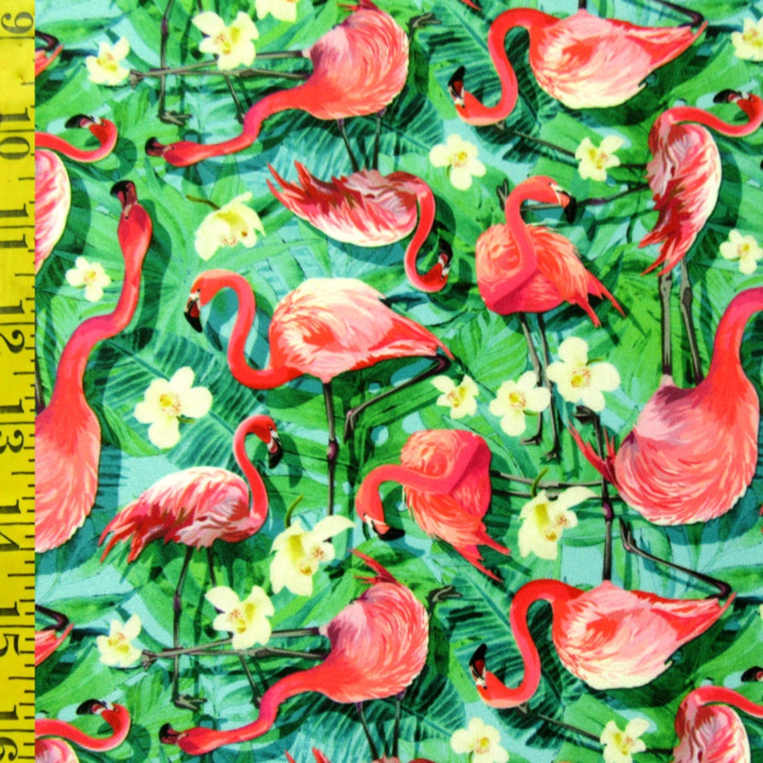 Flamingo Print on Poly Spandex Fabric | (4 Way Stretch/per Yard) - Etsy