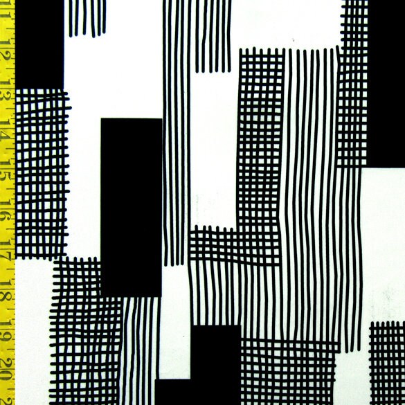 Artistic Pattern Print on Poly Spandex Fabric (white/black) | (4 Way ...