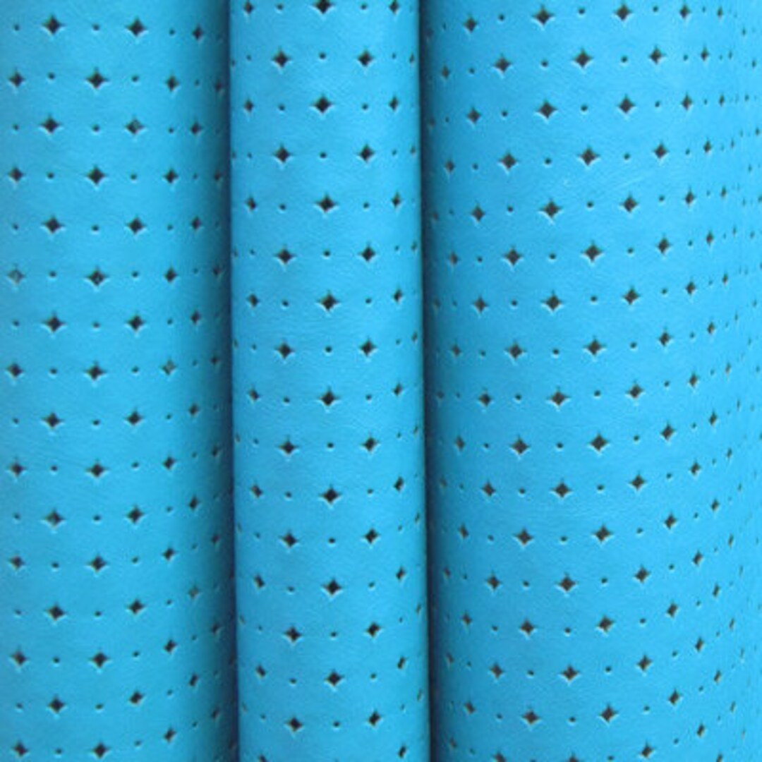 Solid Color Perforated Pleather Fabric W/ PU Coating (turquoise) | (2 ...