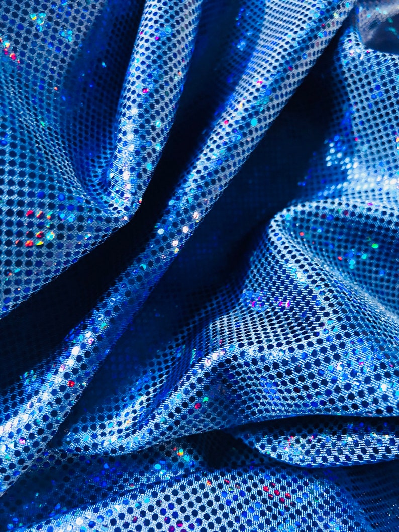 Royal Blue Shattered Glass W/ Holographic Foil Spandex Fabric | (4 Way ...