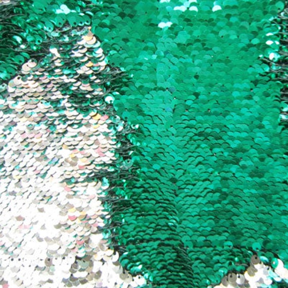 Reversible 3mm Sequins Fabric turquoise/silver 2 Way | Etsy