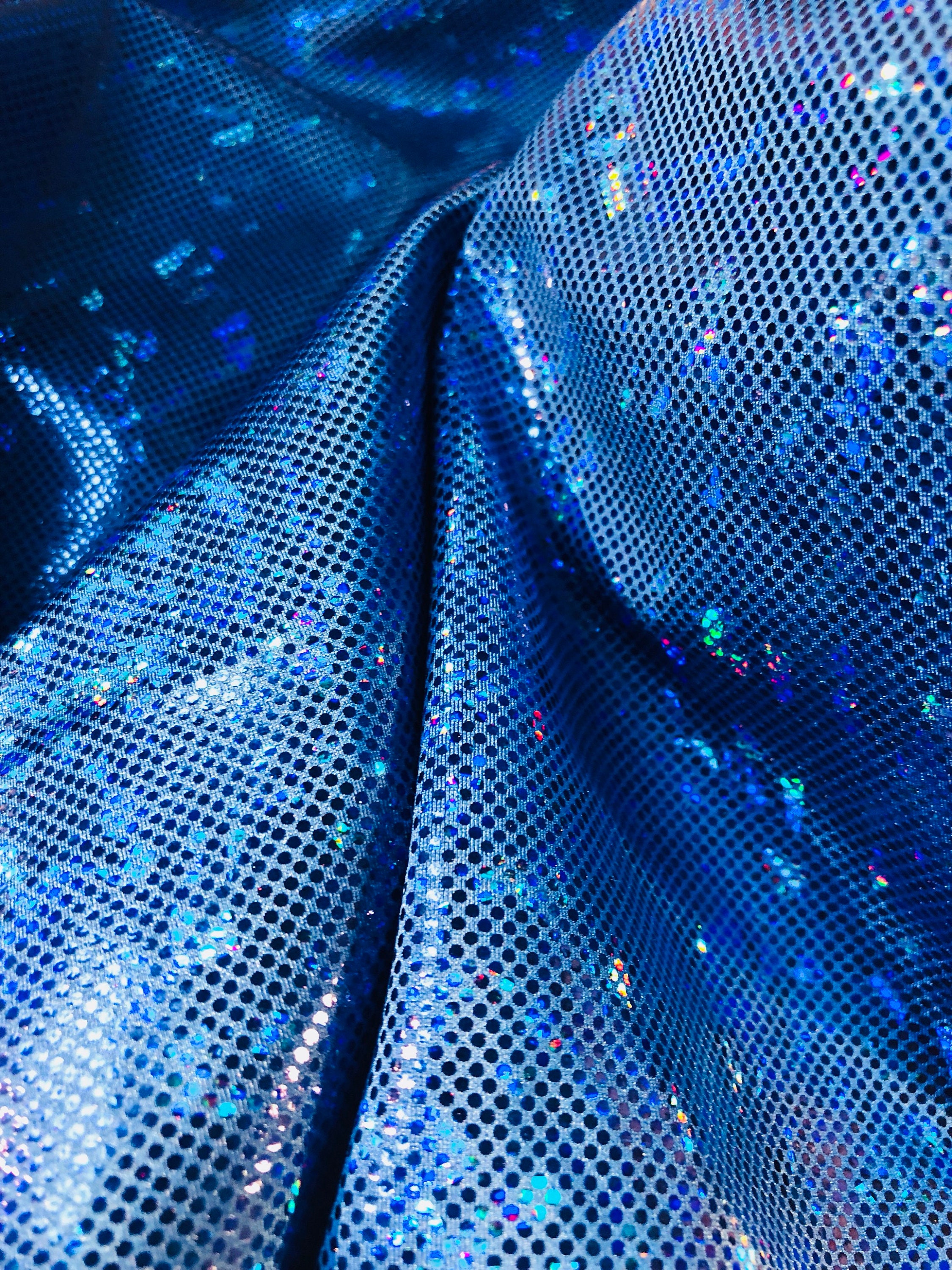 Royal Blue Shattered Glass W/ Holographic Foil Spandex Fabric | Etsy