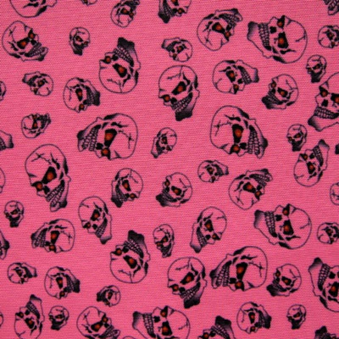 Skulls Printed on Poly Mesh Fabric (fuchsia) | (4 Way Stretch/per Yard ...