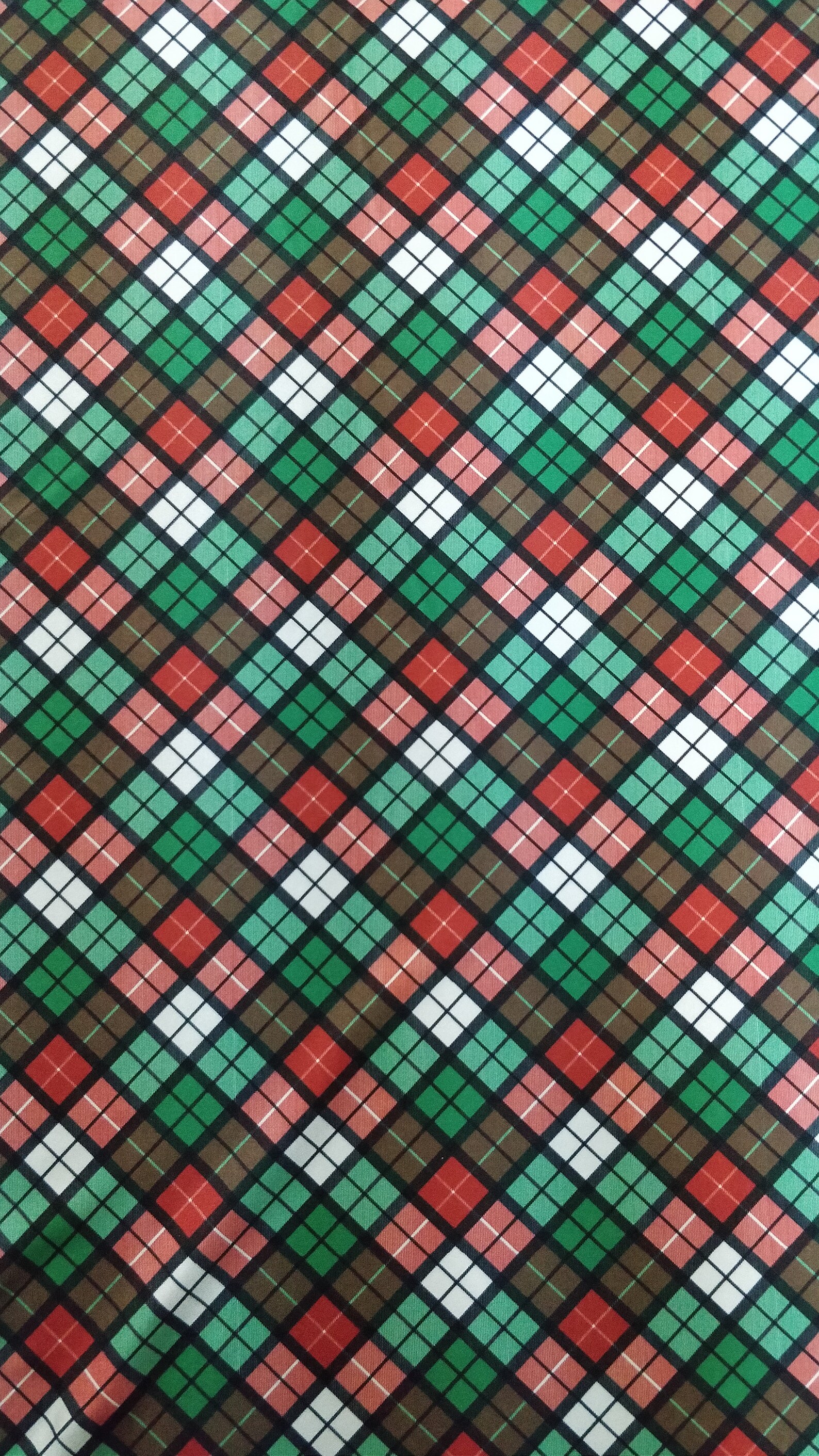 Christmas Diamond Plaid Print on Poly Spandex Fabric | (4 Way Stretch ...