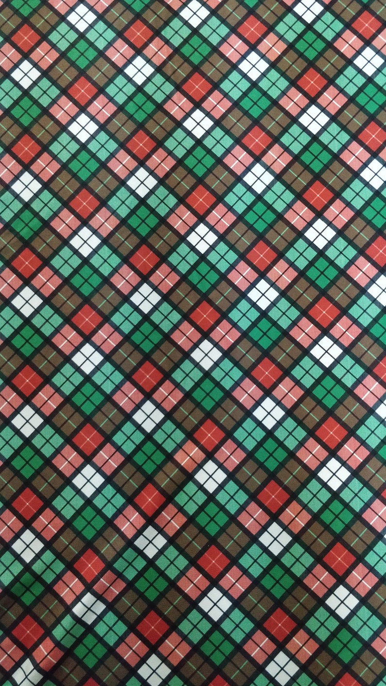 Christmas Diamond Plaid Print on Poly Spandex Fabric | (4 Way Stretch ...
